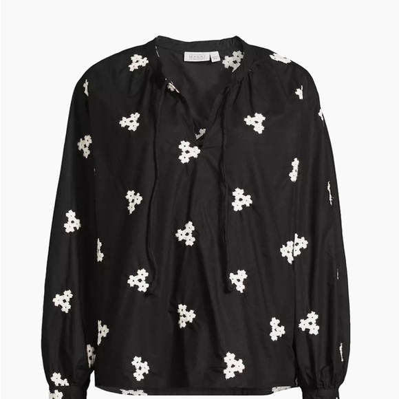 Masai | Tops | Masai Copenhagen Bonitai Tie Neck Embroidered Blouse ...